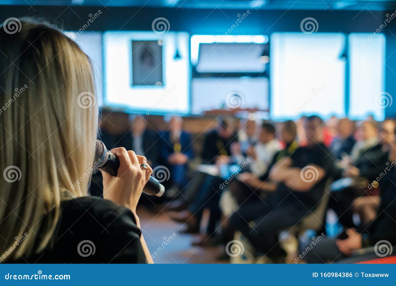 Female Presenter Speaks To Audiences Editorial Photo - Image of ...