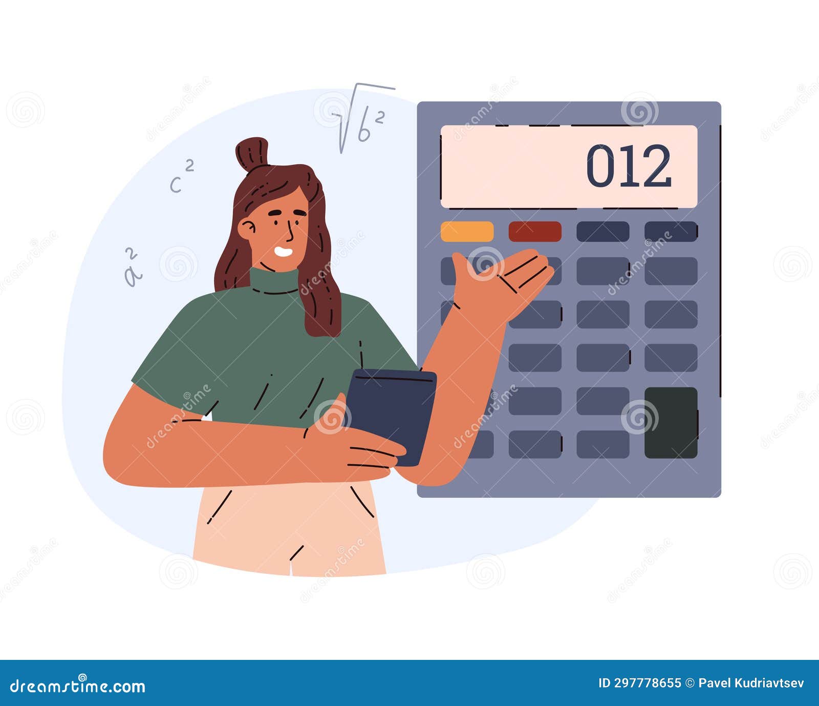 Female Professional with Calculator for Math Operations, Mathematician ...