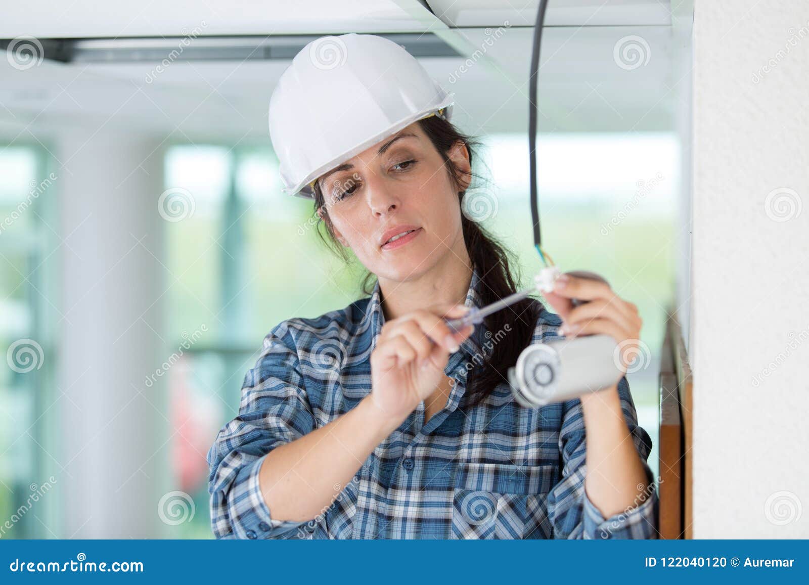 Female Professional Cctv Technician Working Stock Photo - Image of ...