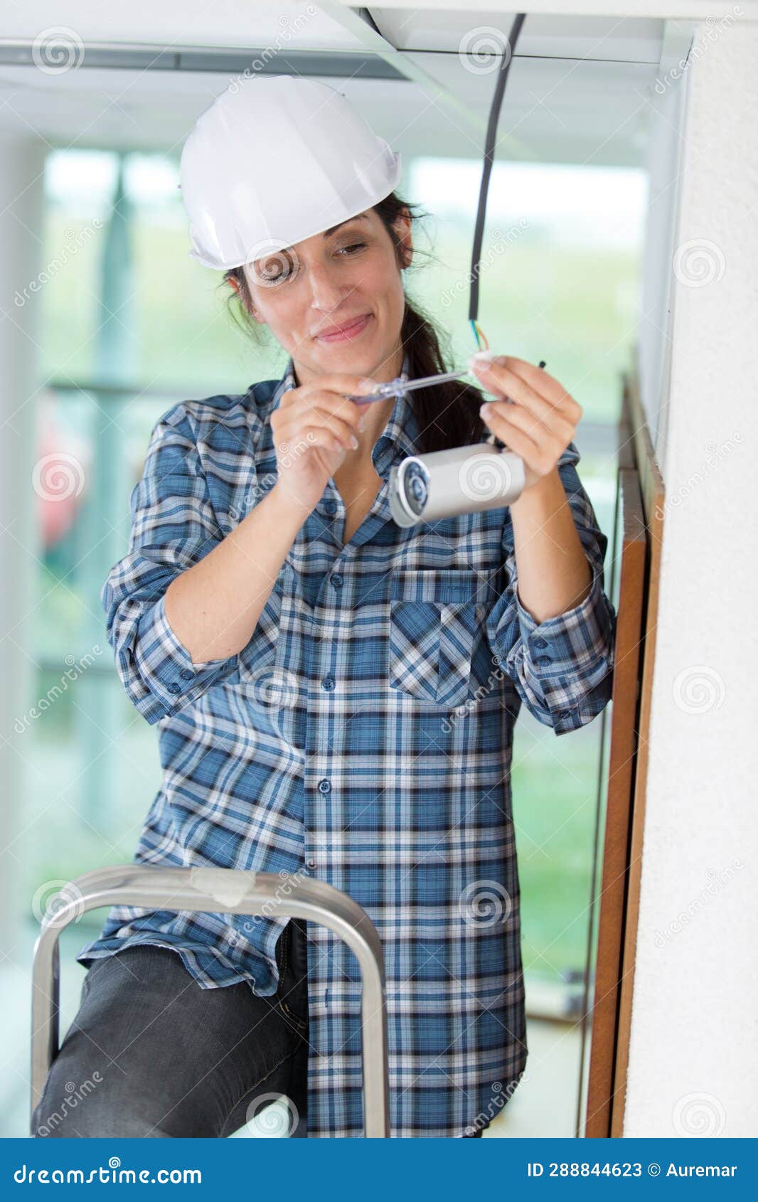 Female Professional Cctv Technician Working Stock Image - Image of ...