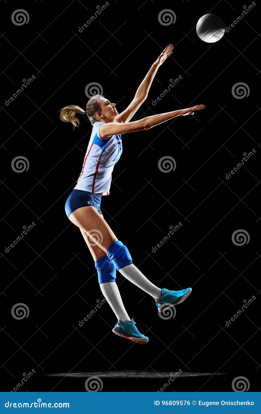 Female Professional Volleyball Player on Black Stock Photo - Image of ...