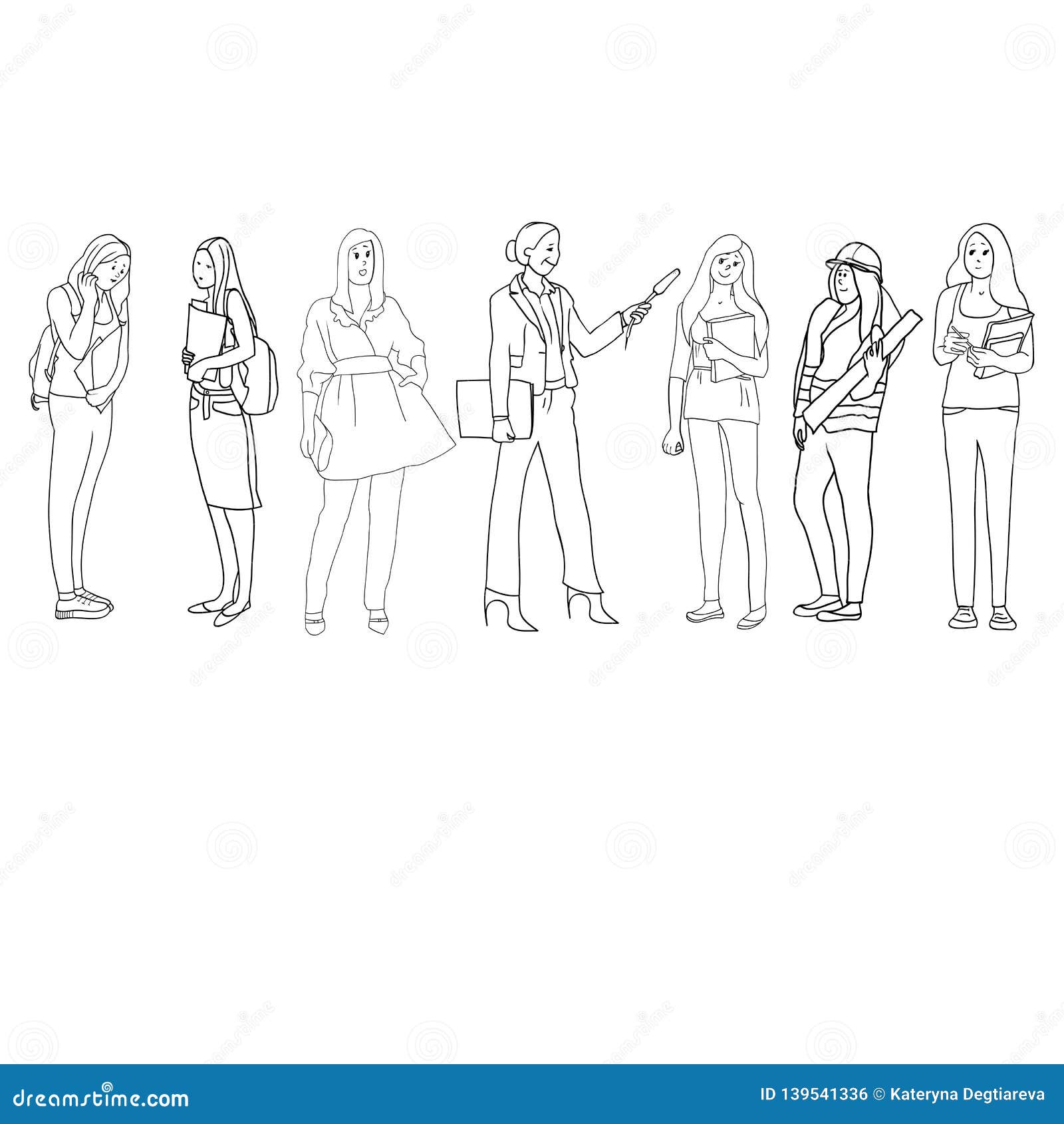 Female professions stock illustration. Illustration of students - 139541336