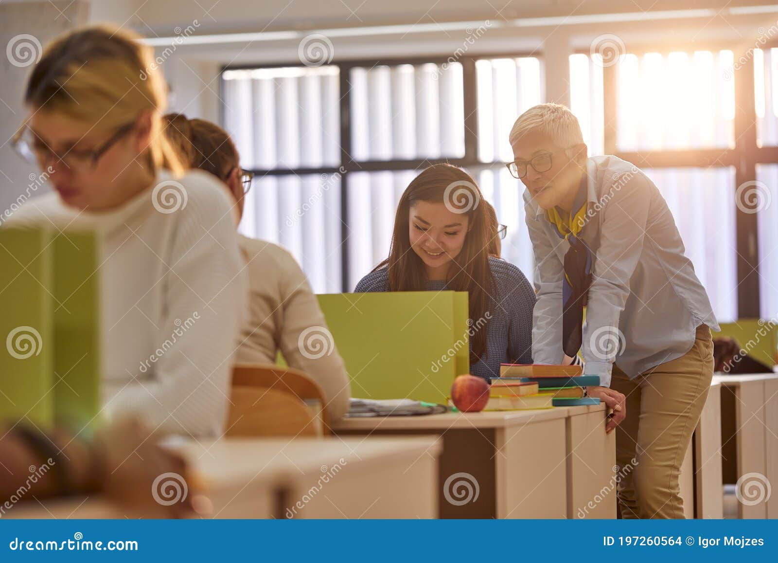 Female Professor Helping Female Student at the Lecture Stock Photo ...