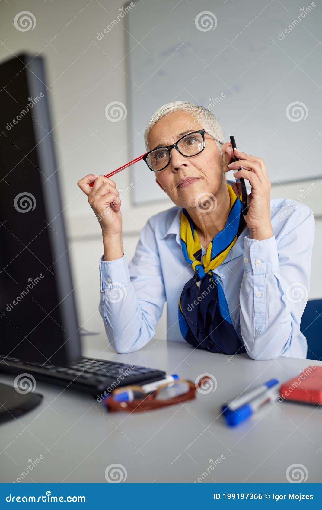 Female Professor in the Lecture Break Having Serious Conversation Over ...