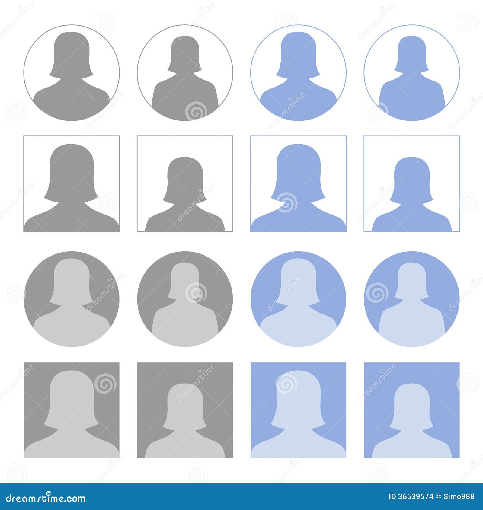 Profile Icons. Male And Female Head Silhouettes Avatar, User Icons ...