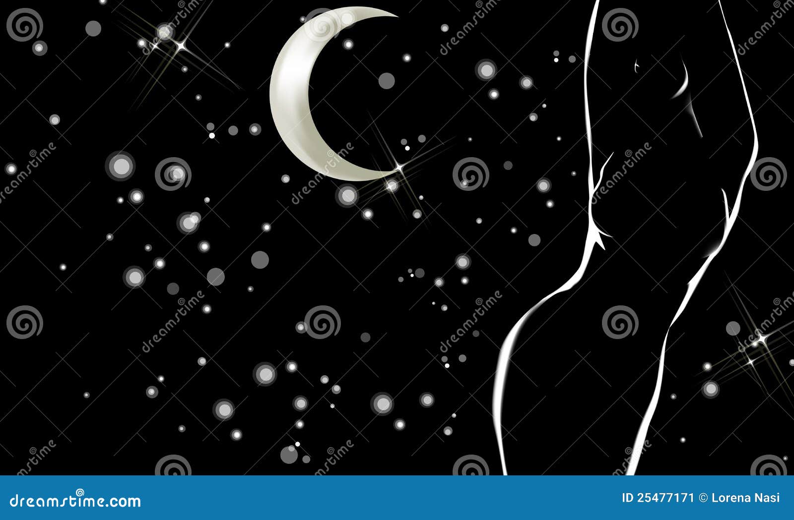 Female Profile in the Night Stock Vector - Illustration of ...