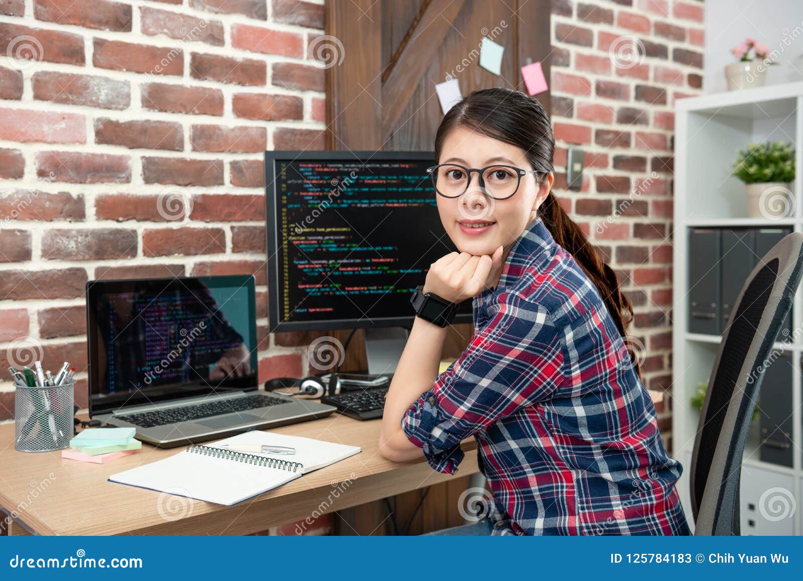 Female Programmer Sitting in Working Office Stock Image - Image of ... Female Programmer Sitting in Working Office Stock Image - Image of ...