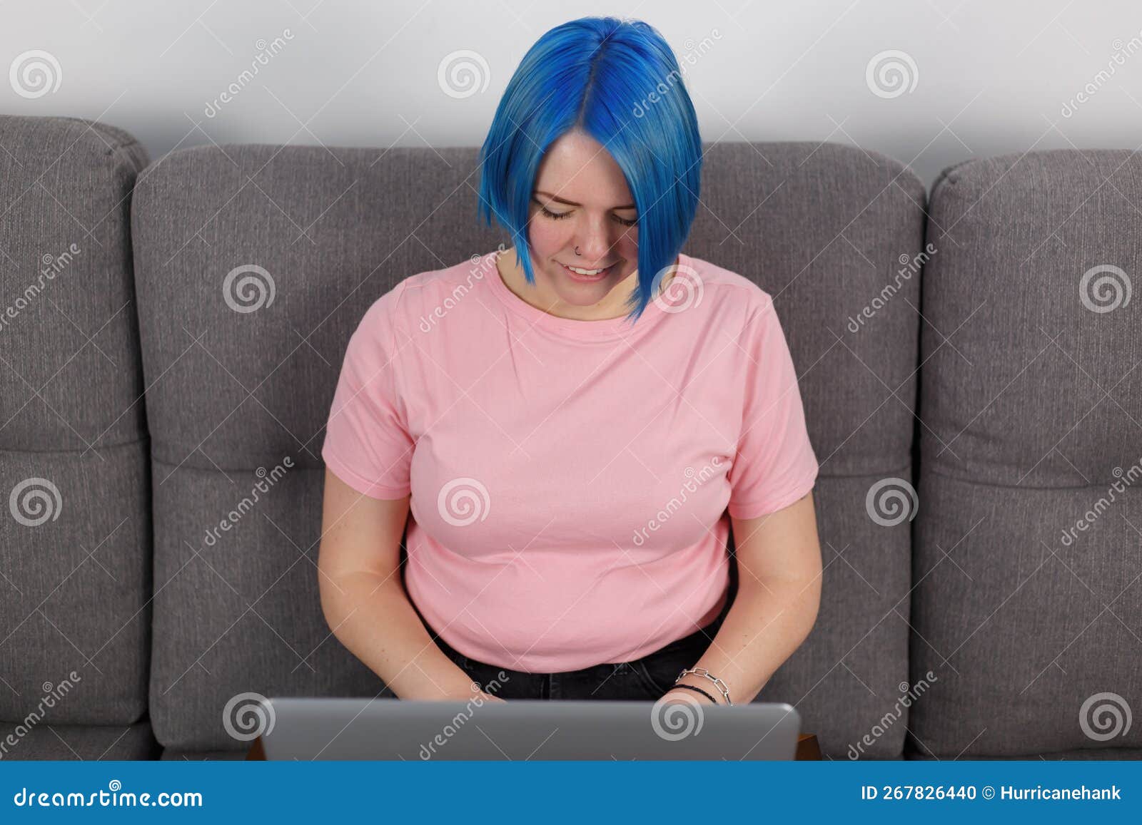 Female Programmer Typing Code on Laptop at Home. Freelancer Woman ...