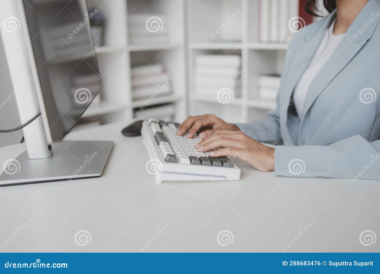 Female Programmer Typing on Computer Keyboard, Programmer Designing ...