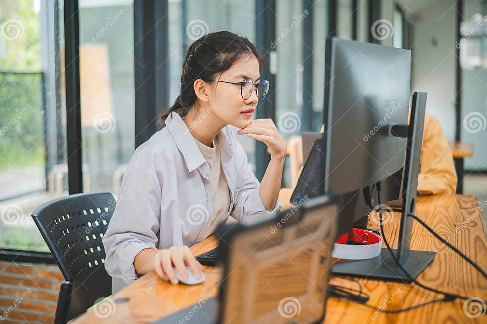 Female Programmer Working on Coding, Software Development and Web Design.Concept Technology ...