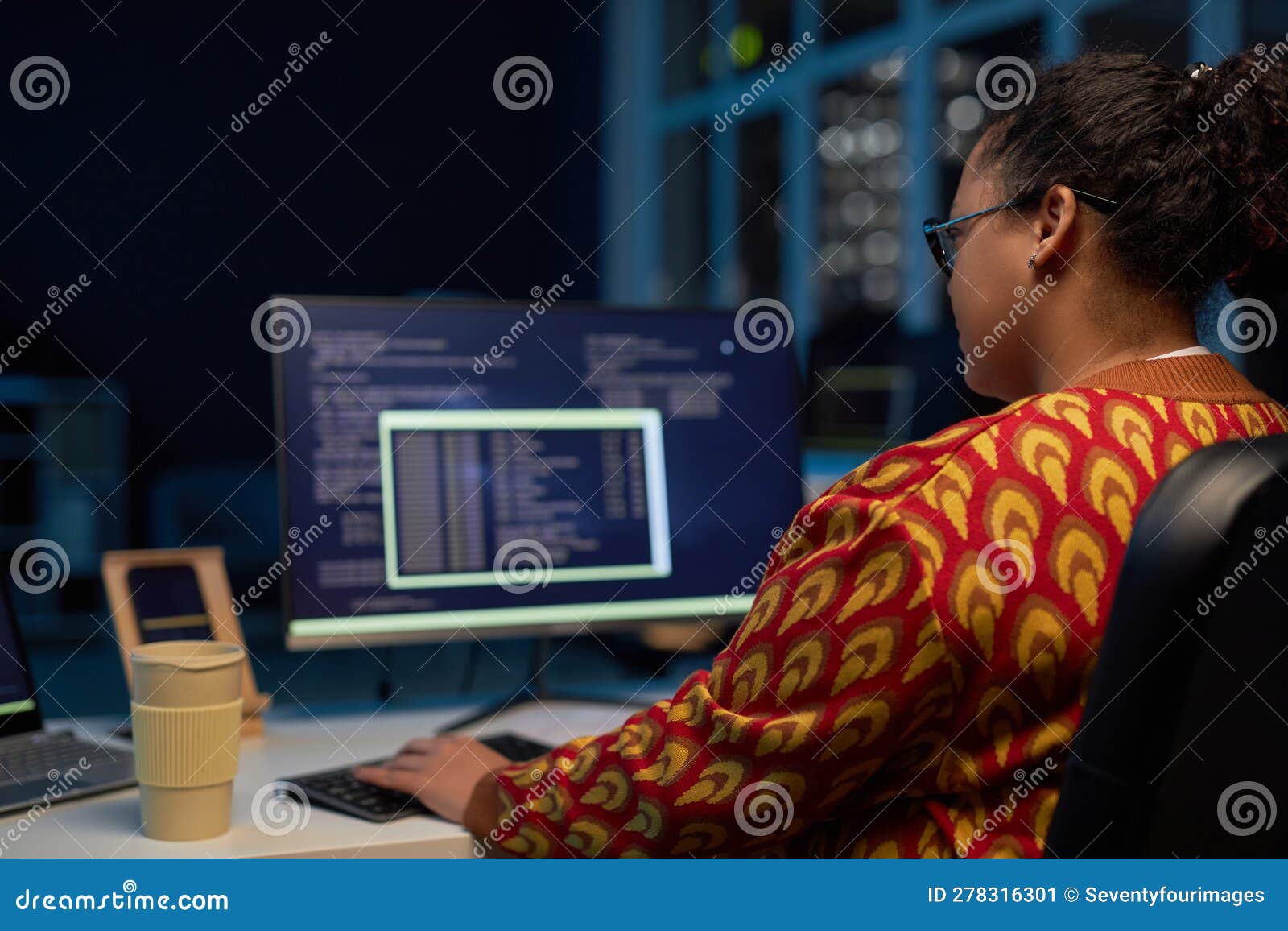 Female Programmer Working with Computer Codes Stock Image - Image of internet, application ...