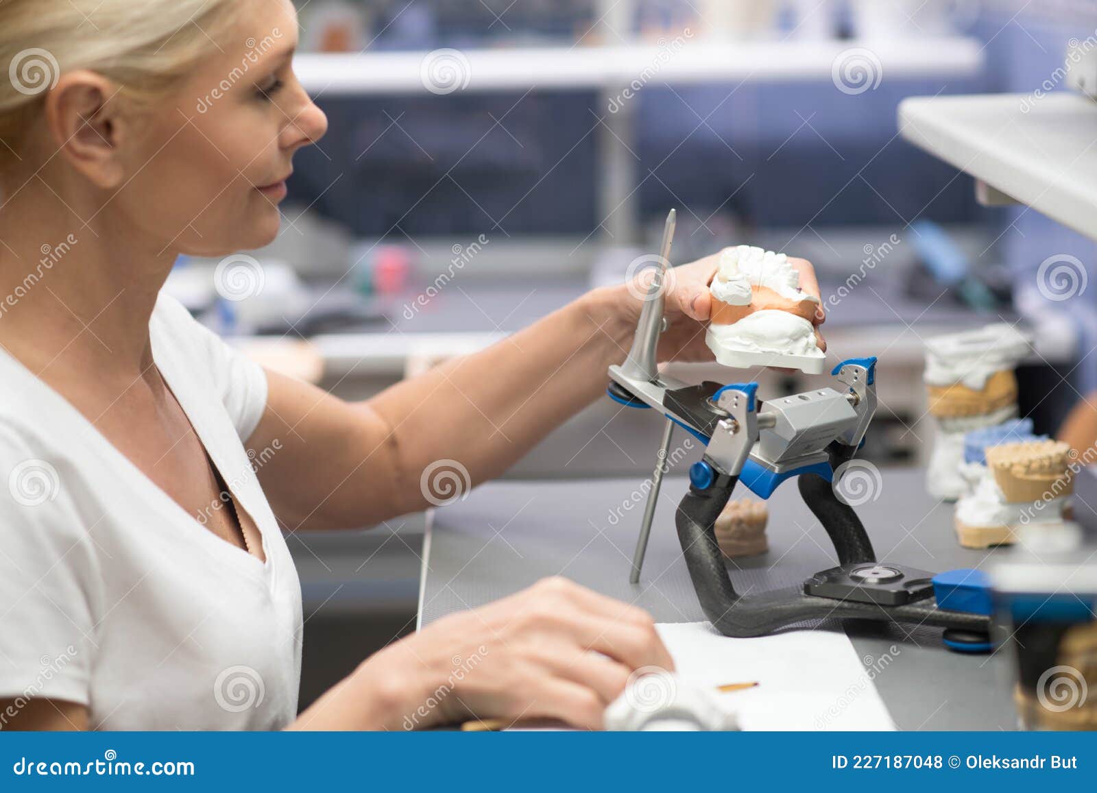 A Female Prosthetist Working with Plaster Prosthesis Stock Photo ...