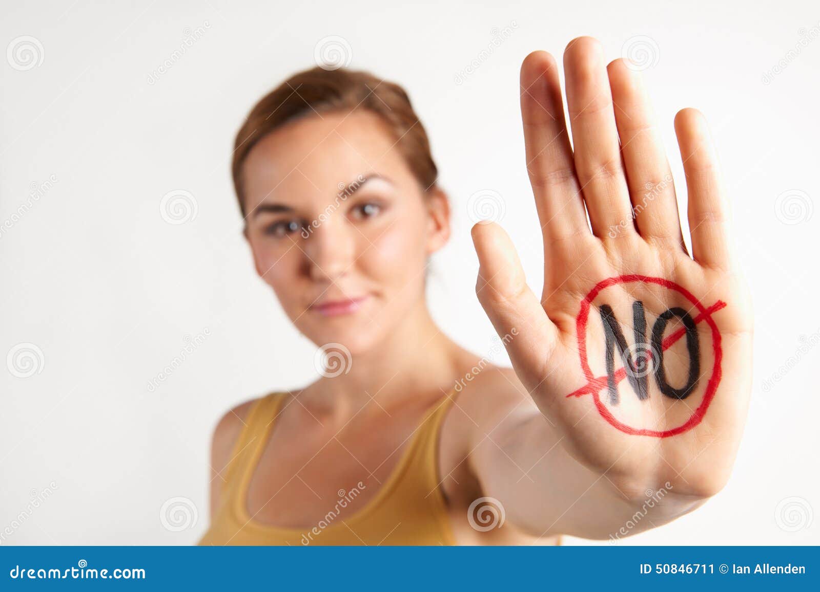Female Protestor with No Written on Palm Stock Image - Image of palm ...