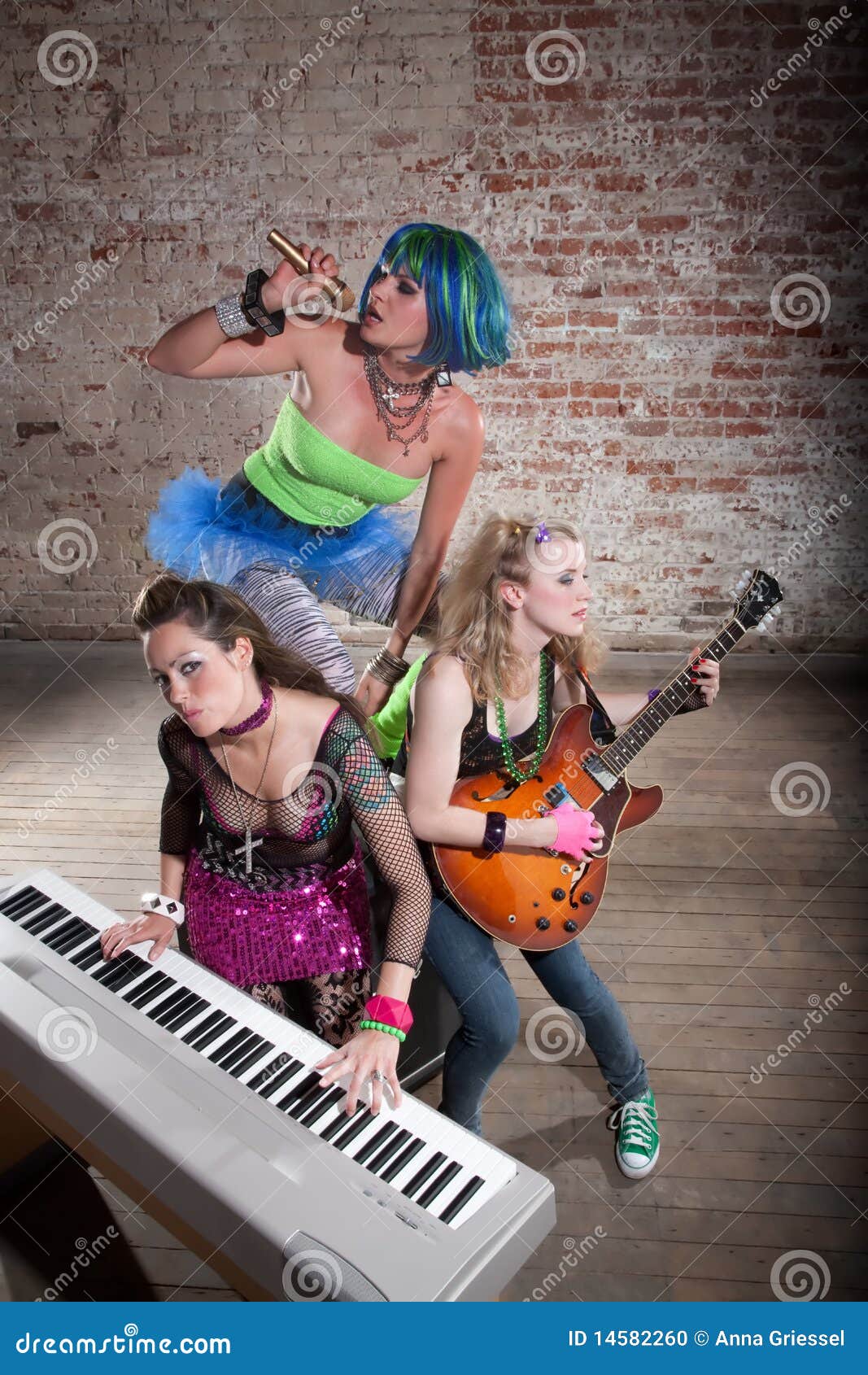 Female Punk Rock Band stock photo. Image of microphone - 14582260