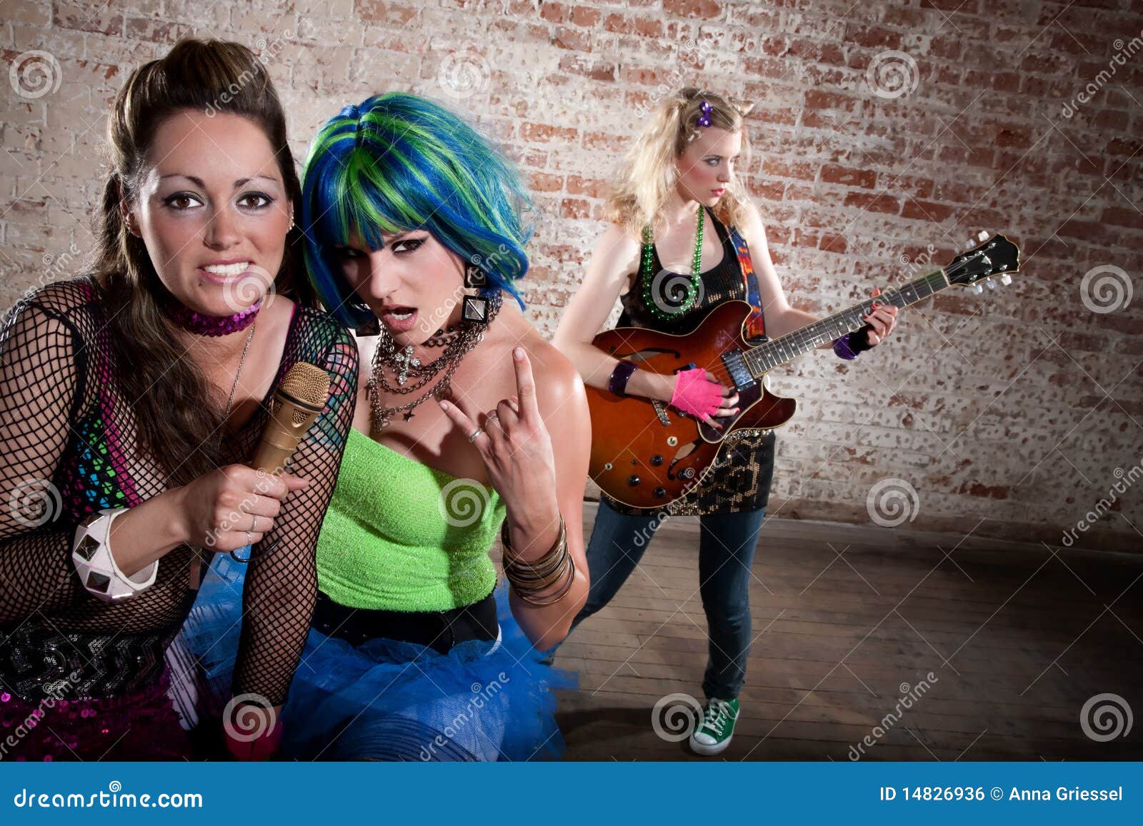 Female punk rock band stock photo. Image of electric - 14826936