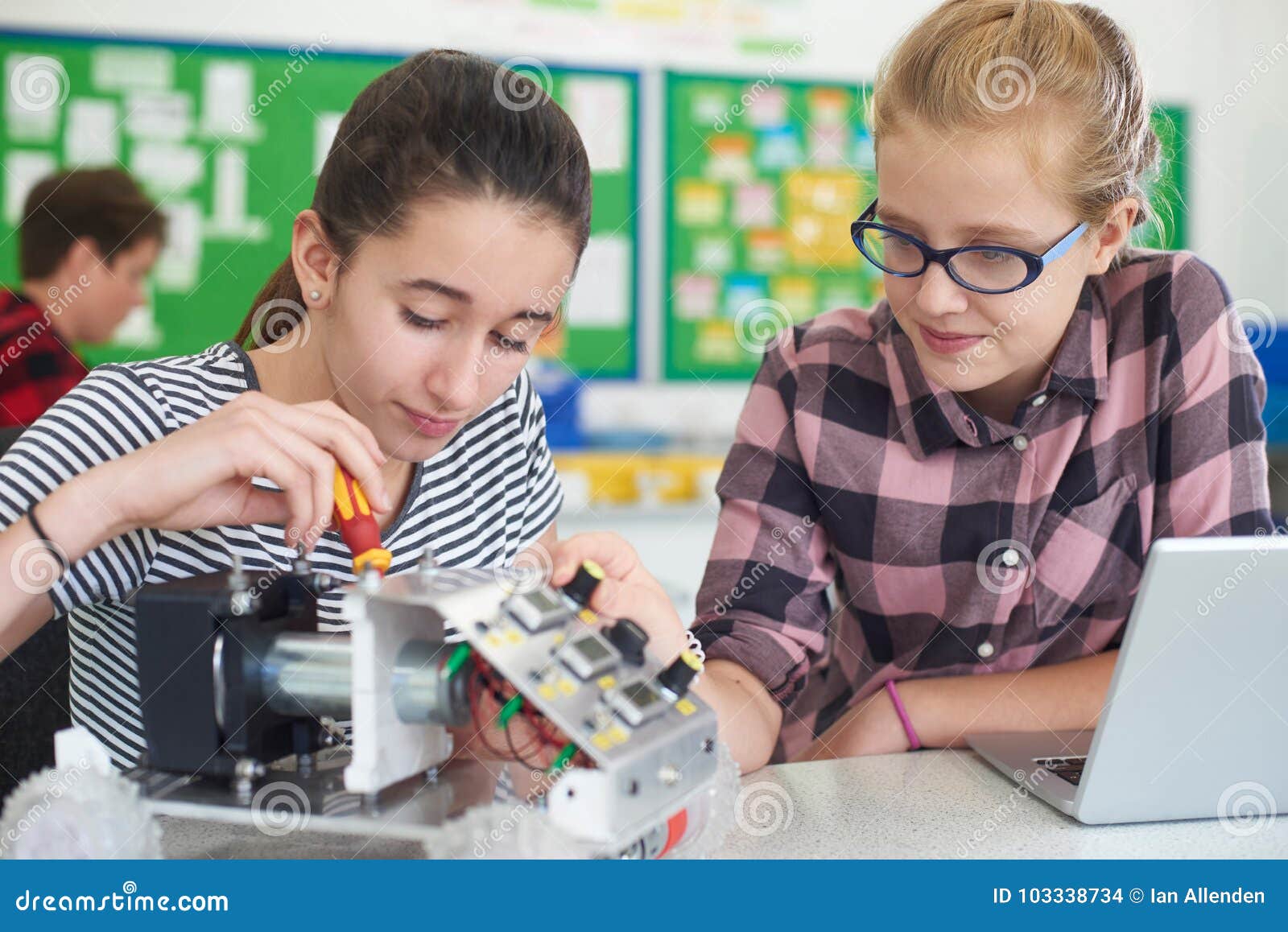 Female Pupils In Science Lesson Studying Robotics Stock Photography ...