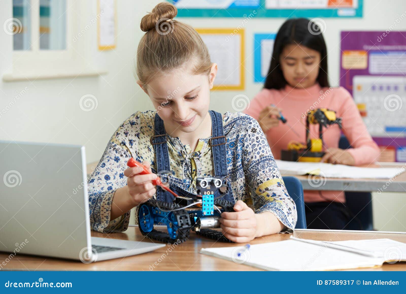 Female Pupils in Science Lesson Studying Robotics Stock Image - Image ...