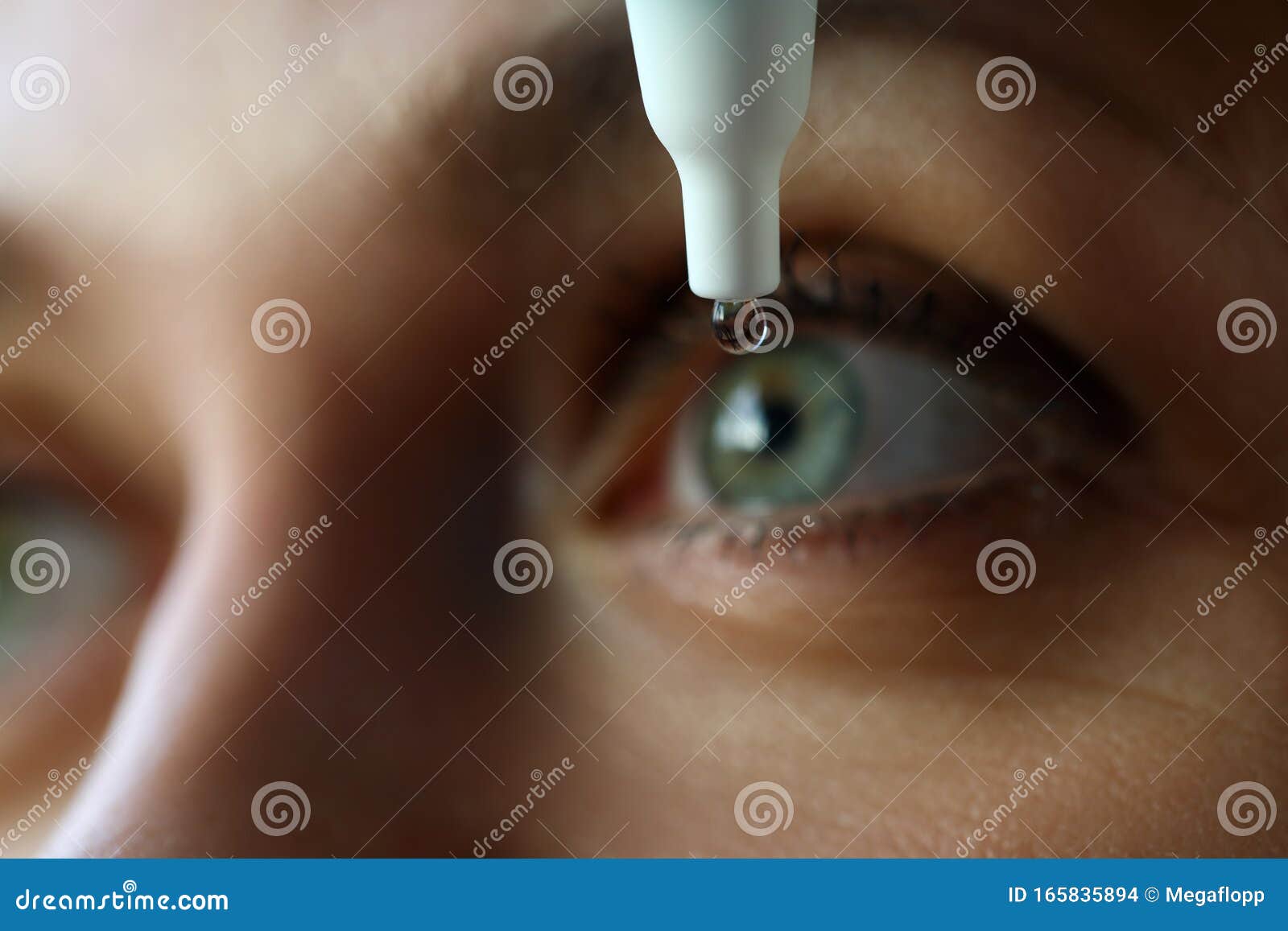 Female Putting Liquid Drops in Her Eye Solving Vision Problem Stock ...