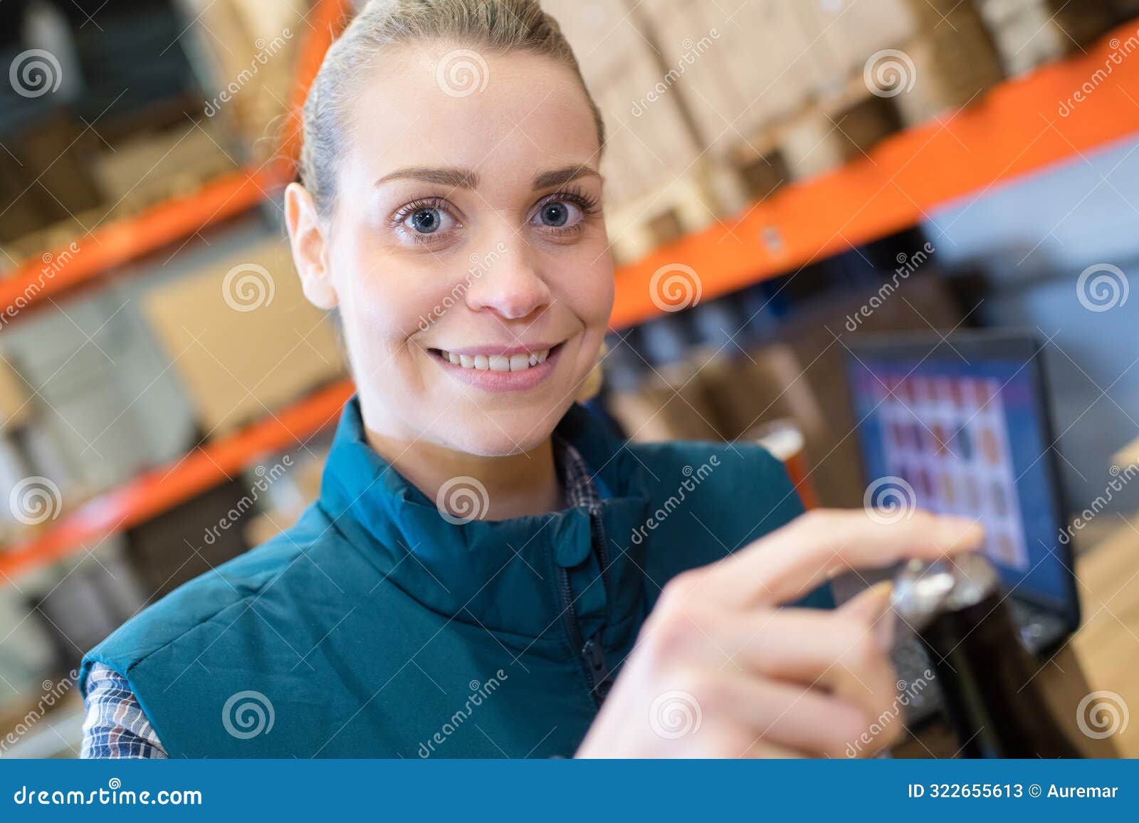 Female Quality Control Worker in Warehouse Opening Bottle Beer Stock ...
