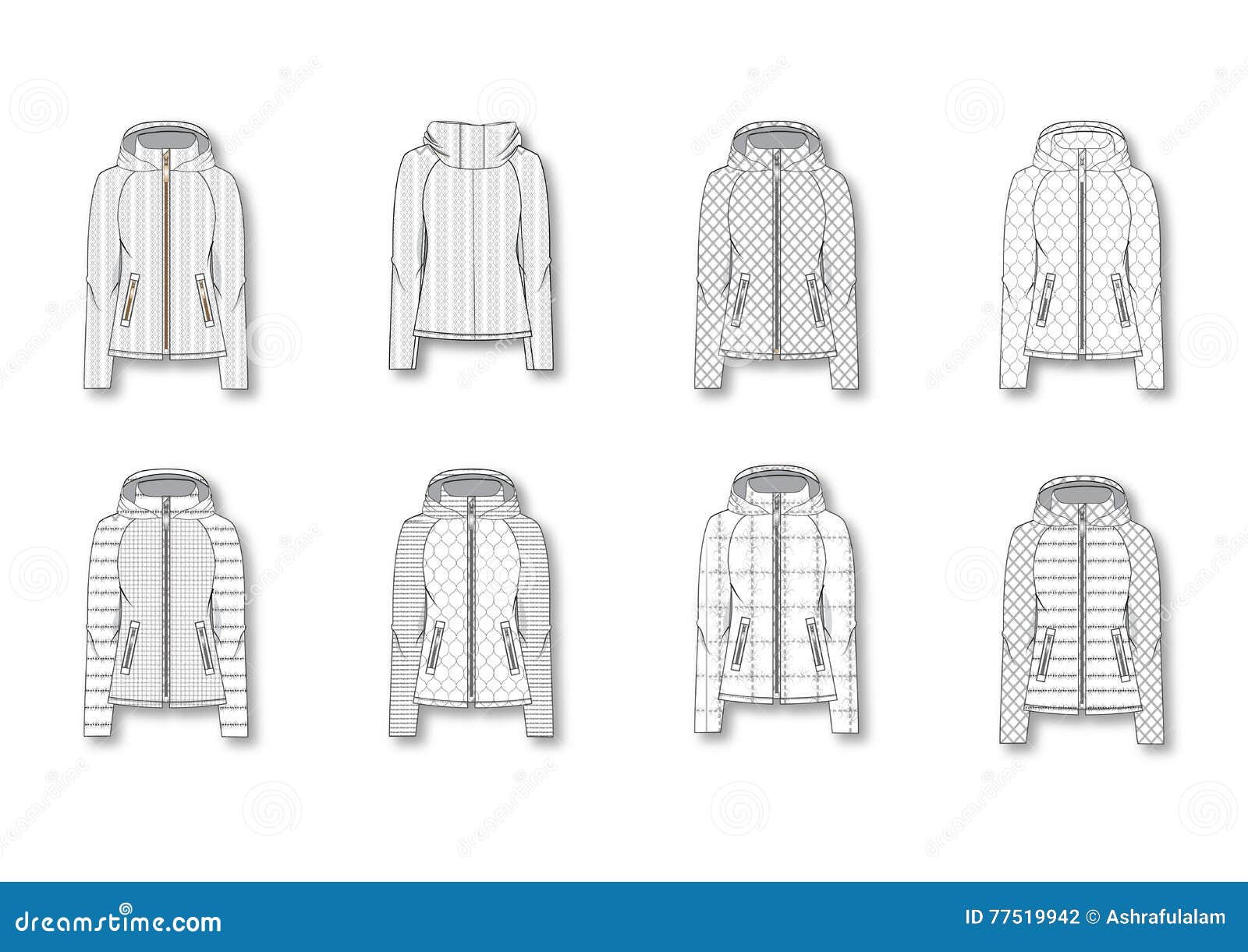 Female Quilted Winter Jacket Stock Illustration - Illustration of ...