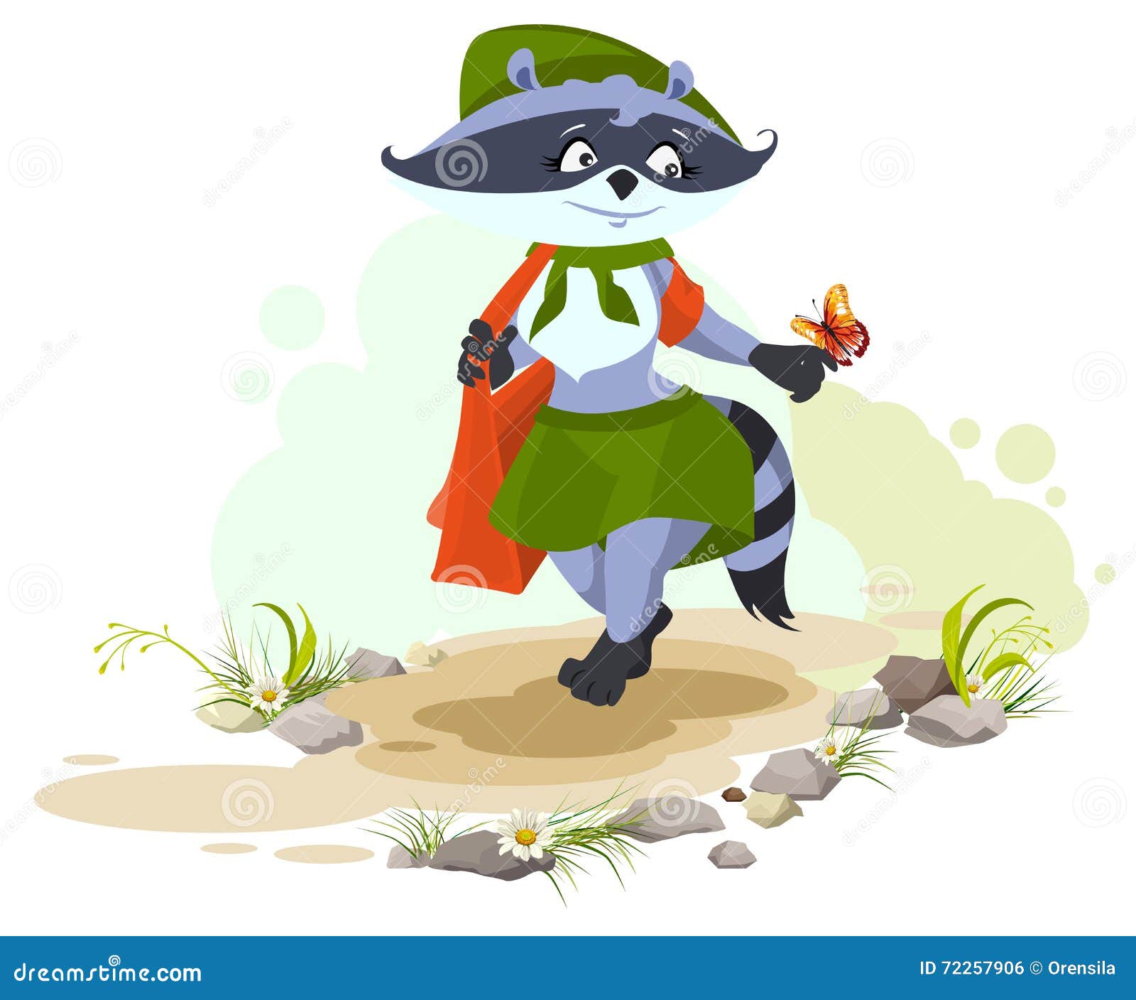 Female Raccoon on walk stock vector. Illustration of leisure - 72257906
