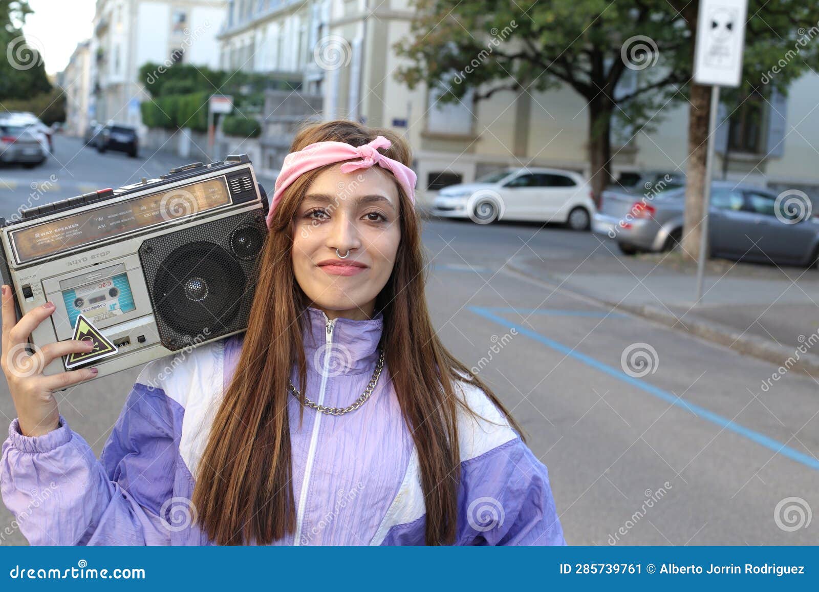 Female rapper in the city stock image. Image of bandana - 285739761