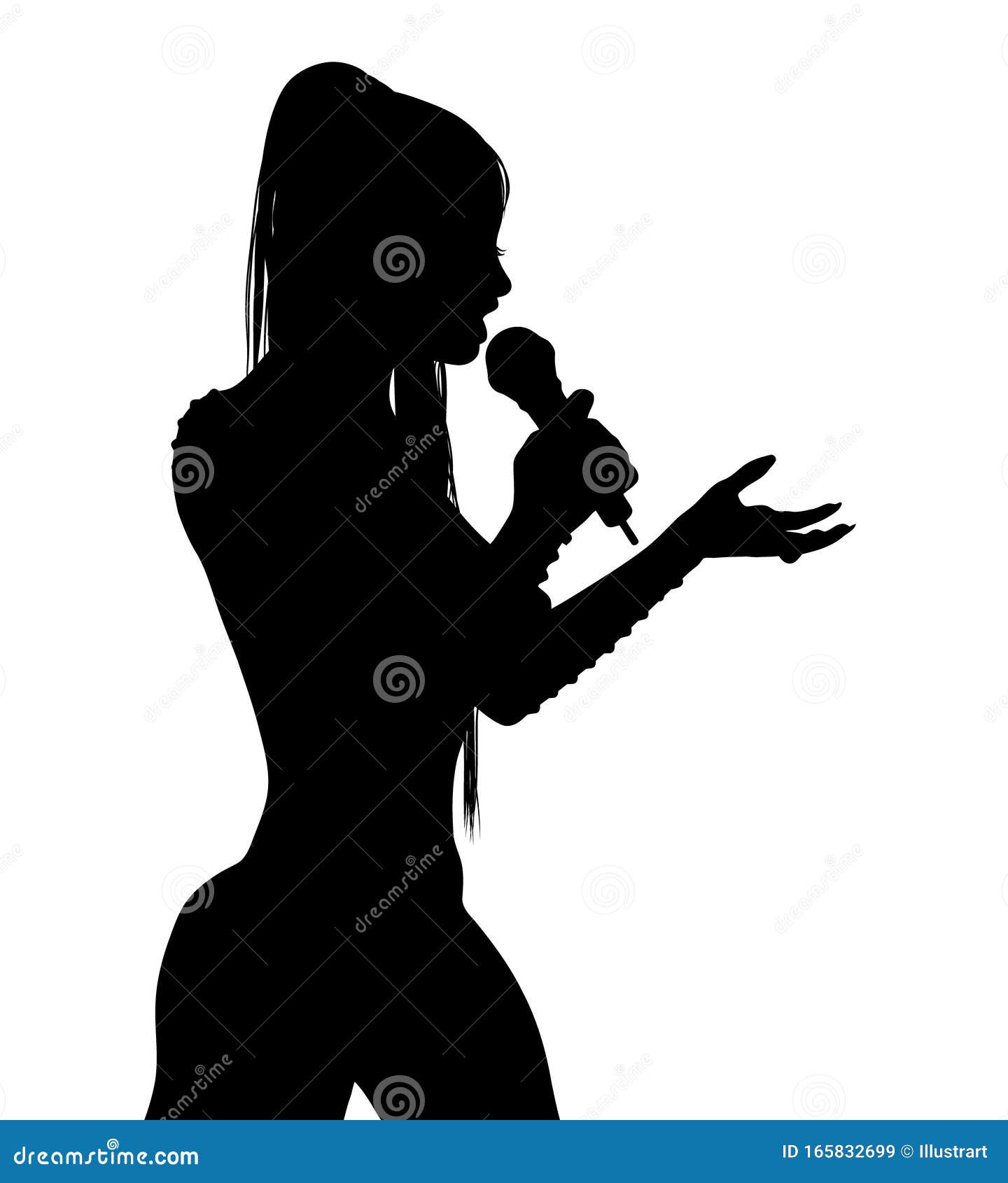 Female Rapper Singer Silhouette Isolated on White Background Stock ...