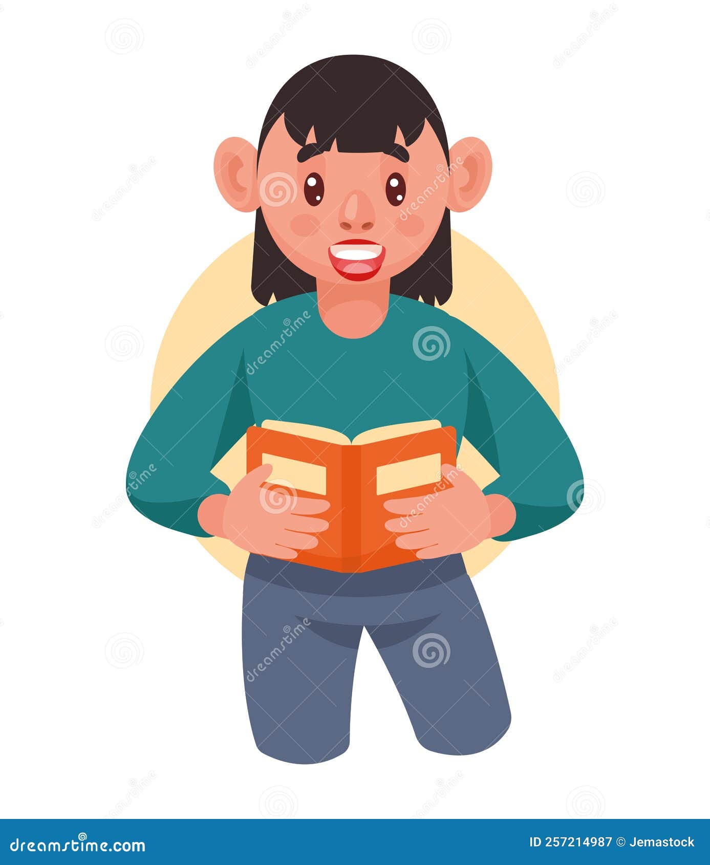 Female reader with book stock illustration. Illustration of information ...