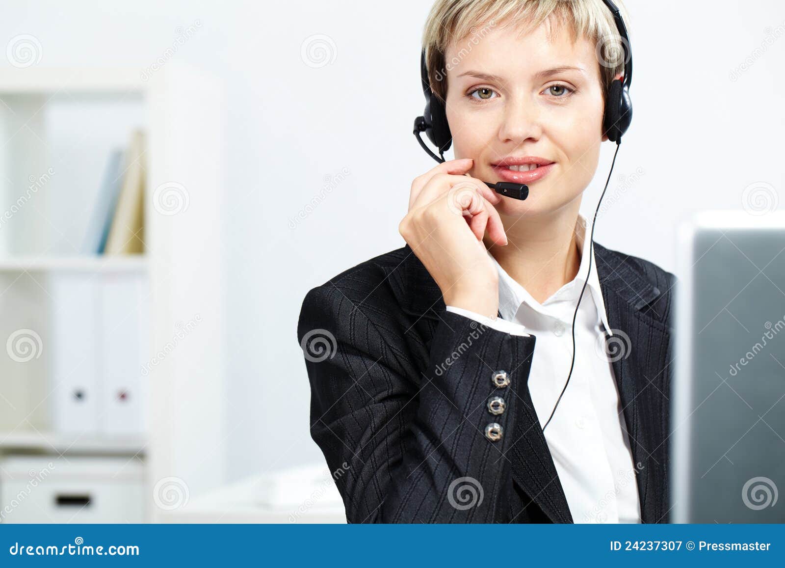 Female receptionist stock image. Image of beautiful, call - 24237307