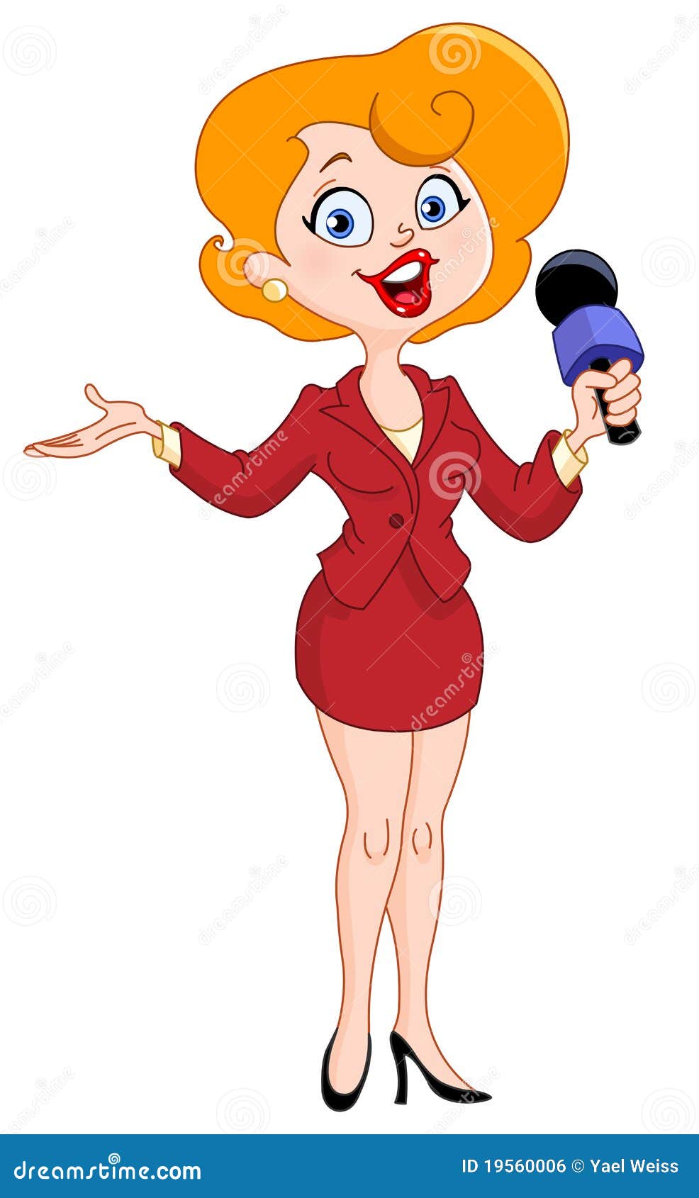 Female Reporter, News Anchorwoman On TV Breaking News Vector ...