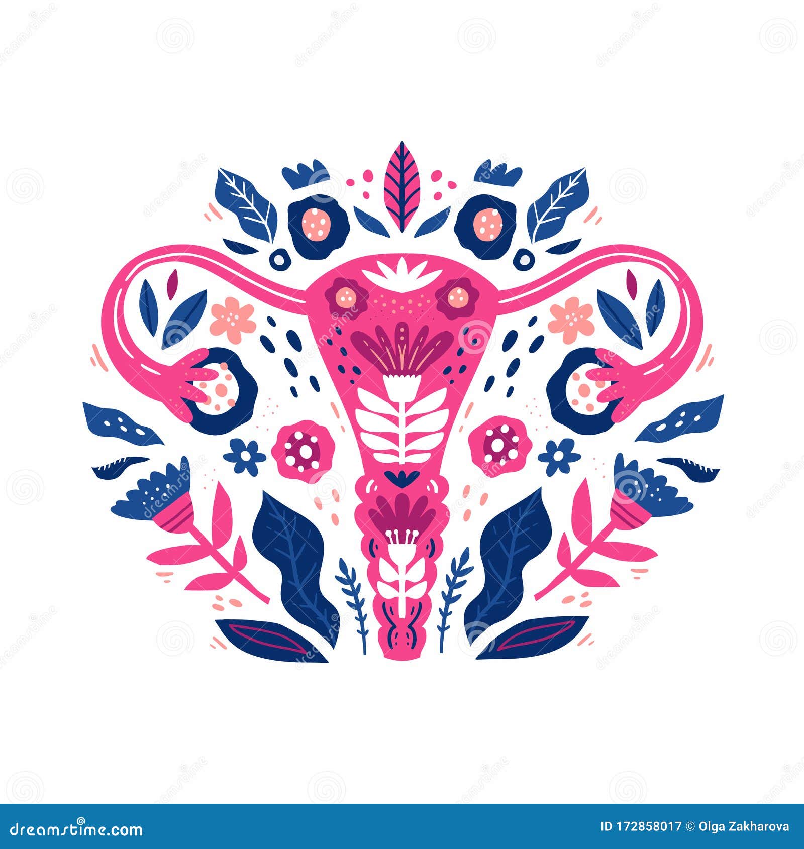 Female Reproductive System Stylized Flat Vector Illustration Stock