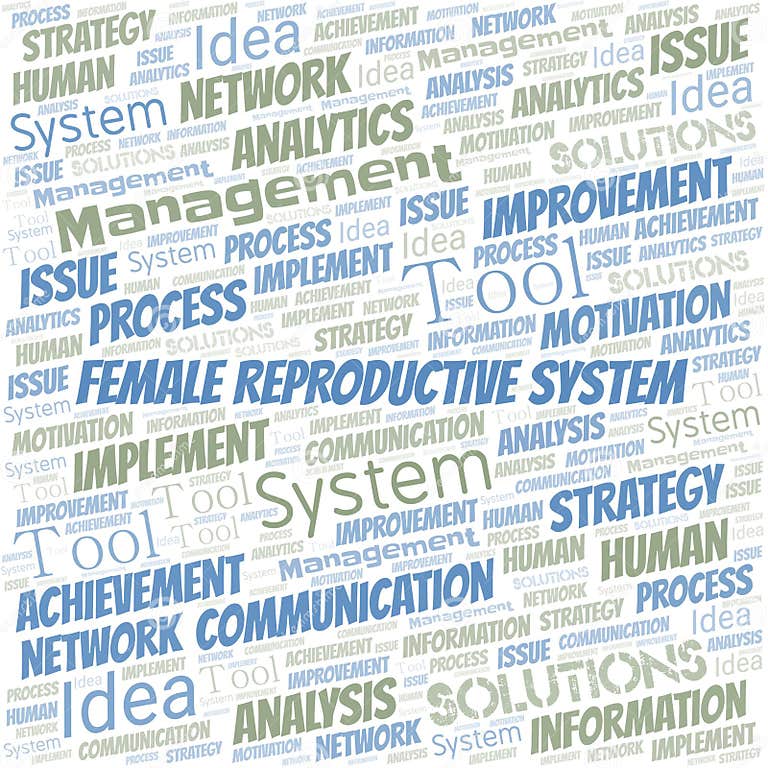 Female Reproductive System Typography Vector Word Cloud Stock ...