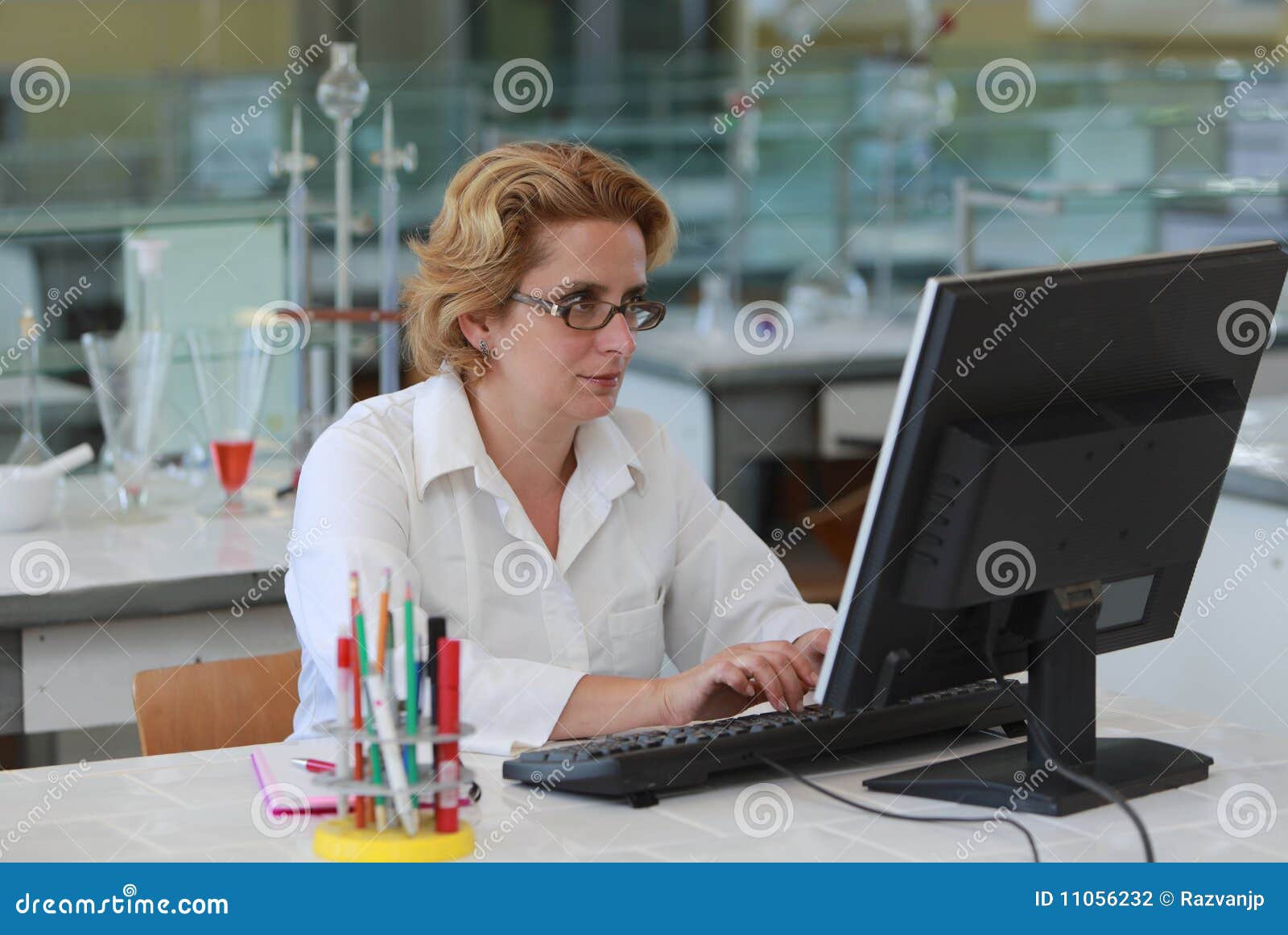 Female researcher stock photo. Image of portrait, desktop - 11056232