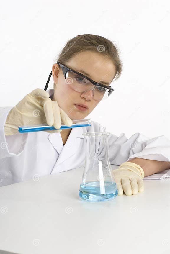 Female researcher stock image. Image of erlenmeyer, toxic - 3689229