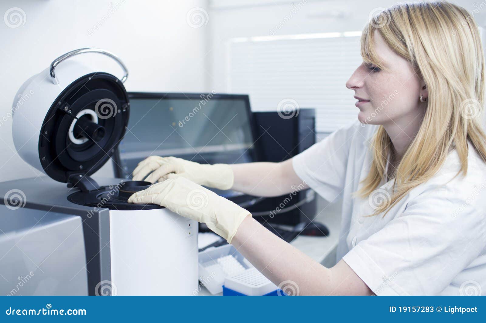 Female Researcher Doing Research in a Lab Stock Image - Image of ...