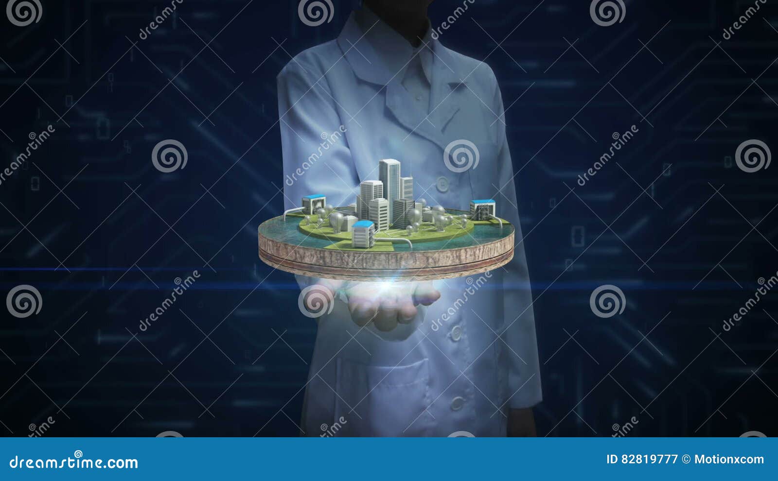 Female Researcher, Engineer Open Palm, Control, Water Power Generation ...