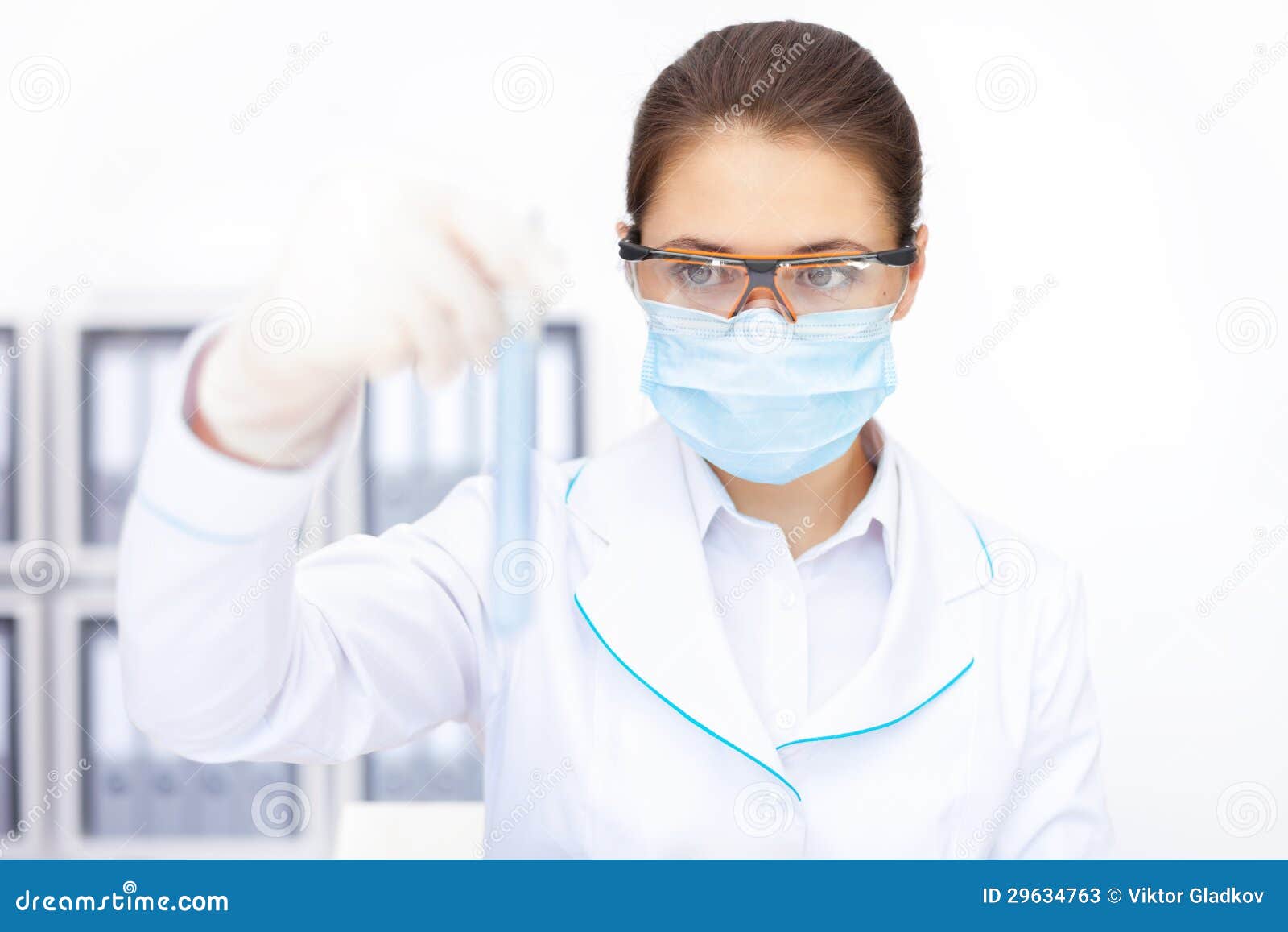 Female Researcher Observing Liquid in Flask Stock Image - Image of ...