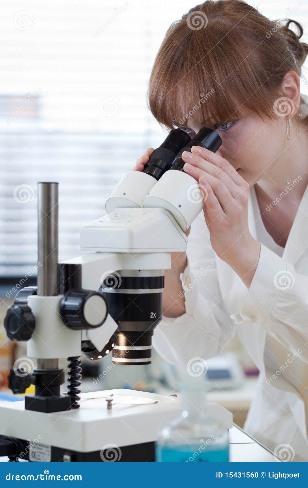 Female Researcher Using a Microscope Stock Photo - Image of beautiful ...