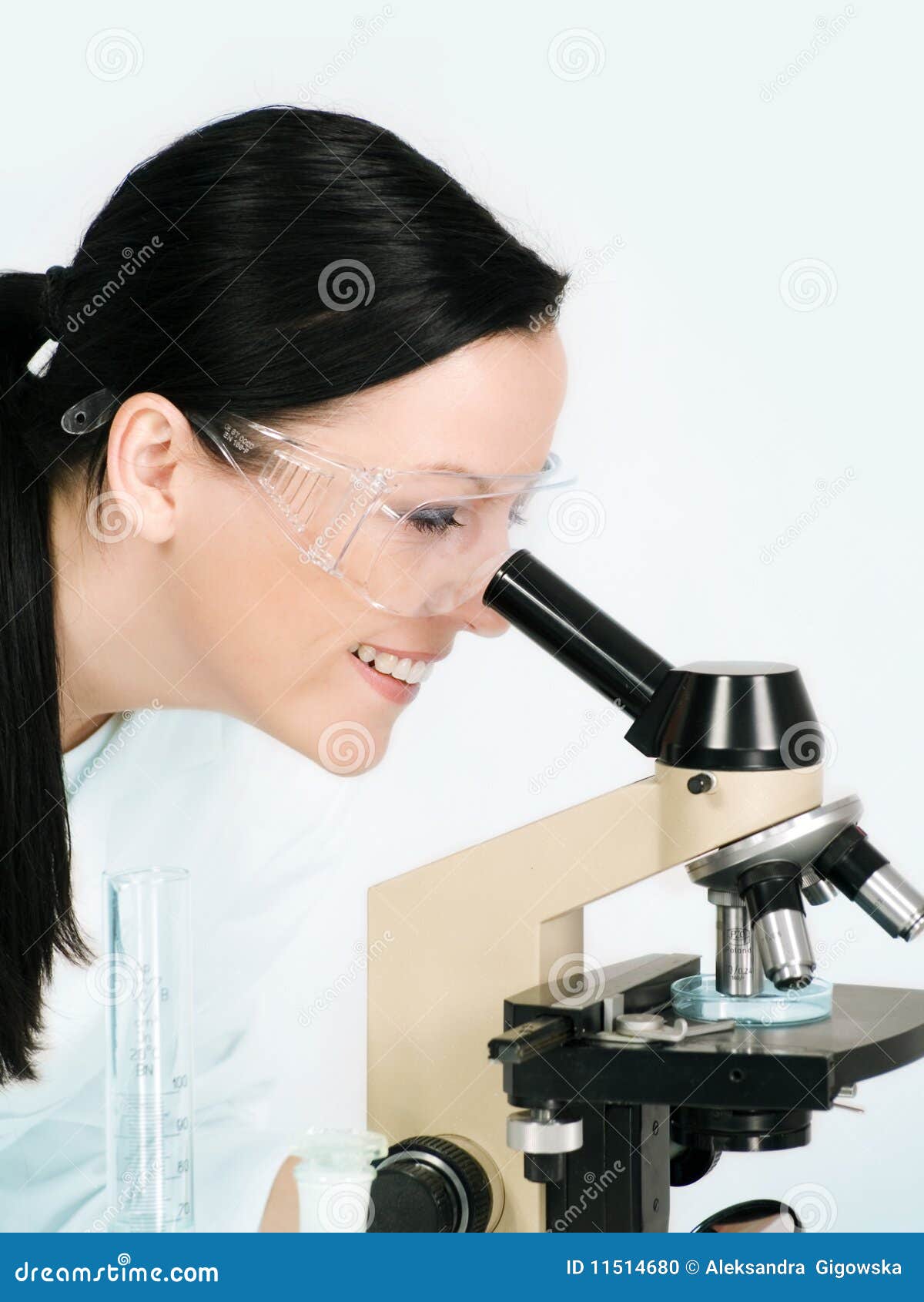 Female Researcher Working on Microscope Stock Photo - Image of adult ...
