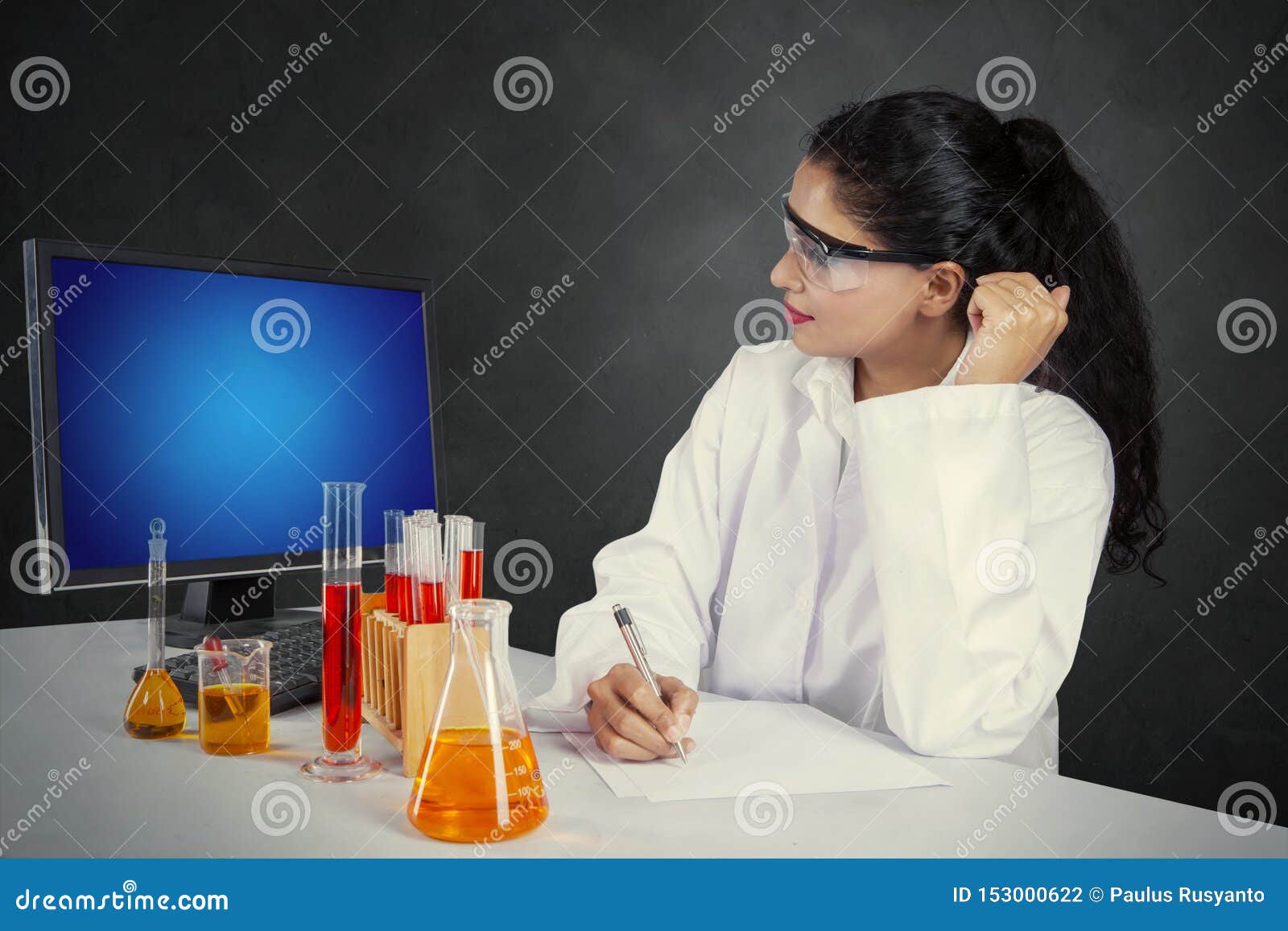 Female Researcher Writing on a Paper Stock Photo - Image of female ...