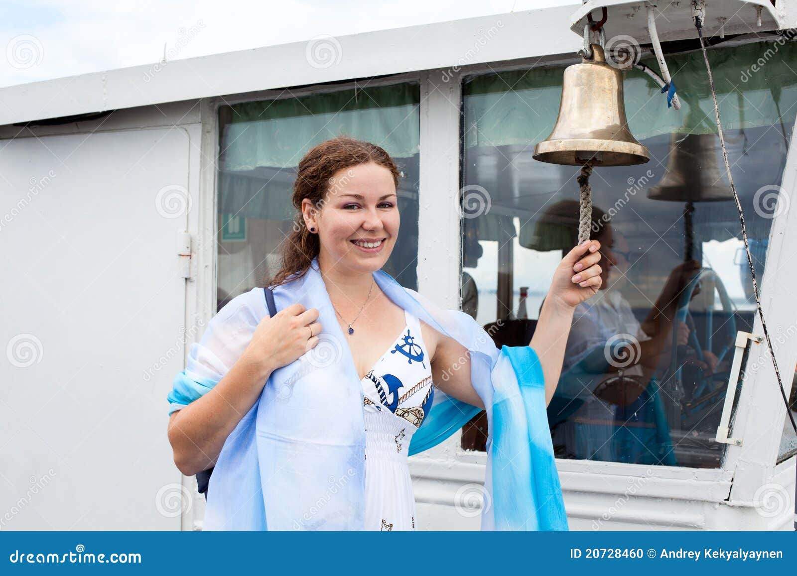 Female ringing a ship bell stock photo. Image of navy - 20728460