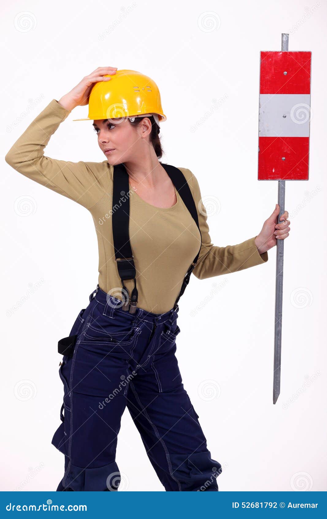 Female road-worker stock photo. Image of check, acharlotte - 52681792