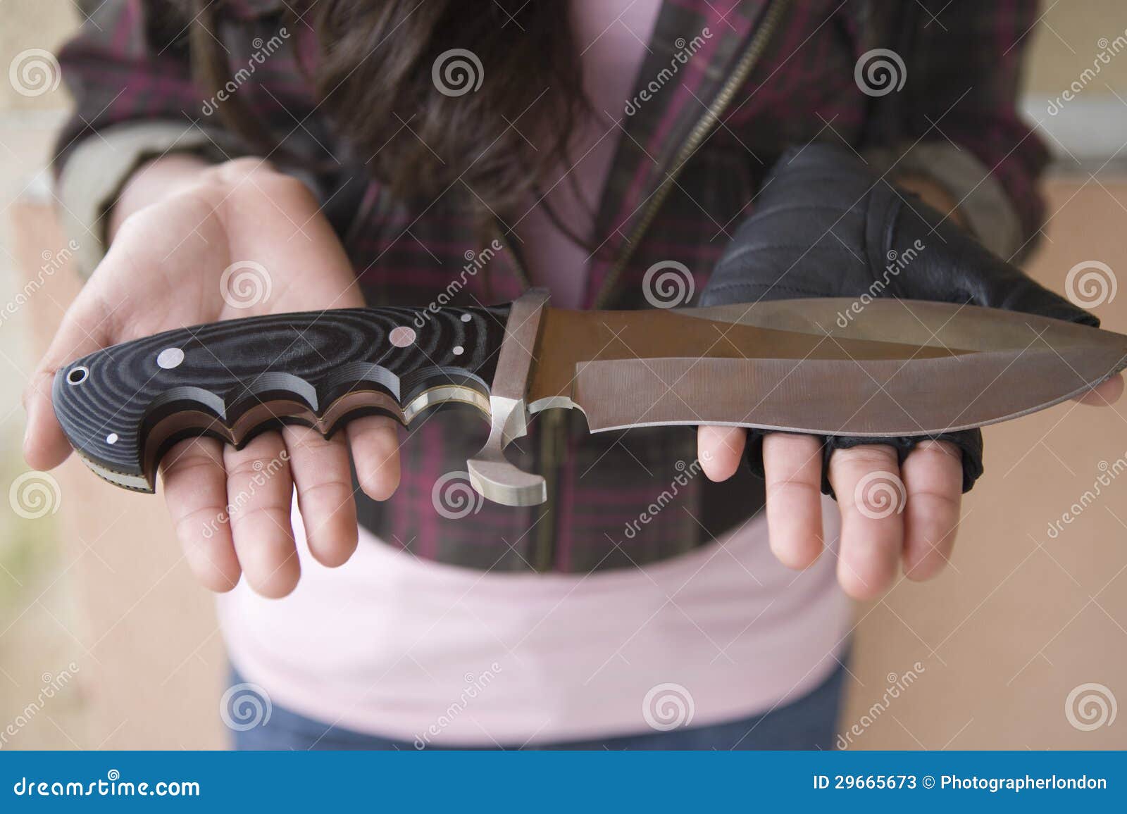 Female Robber with Knife on Her Palms Stock Image - Image of people ...