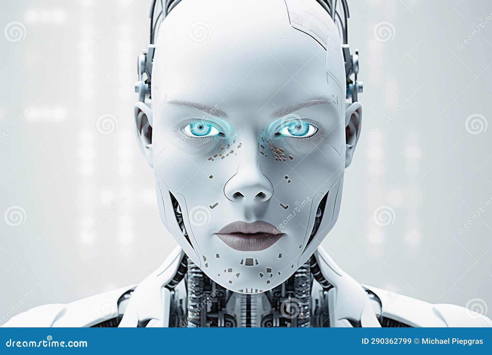 A Female Robot Face of an Artificial Intelligence Stock Illustration ...
