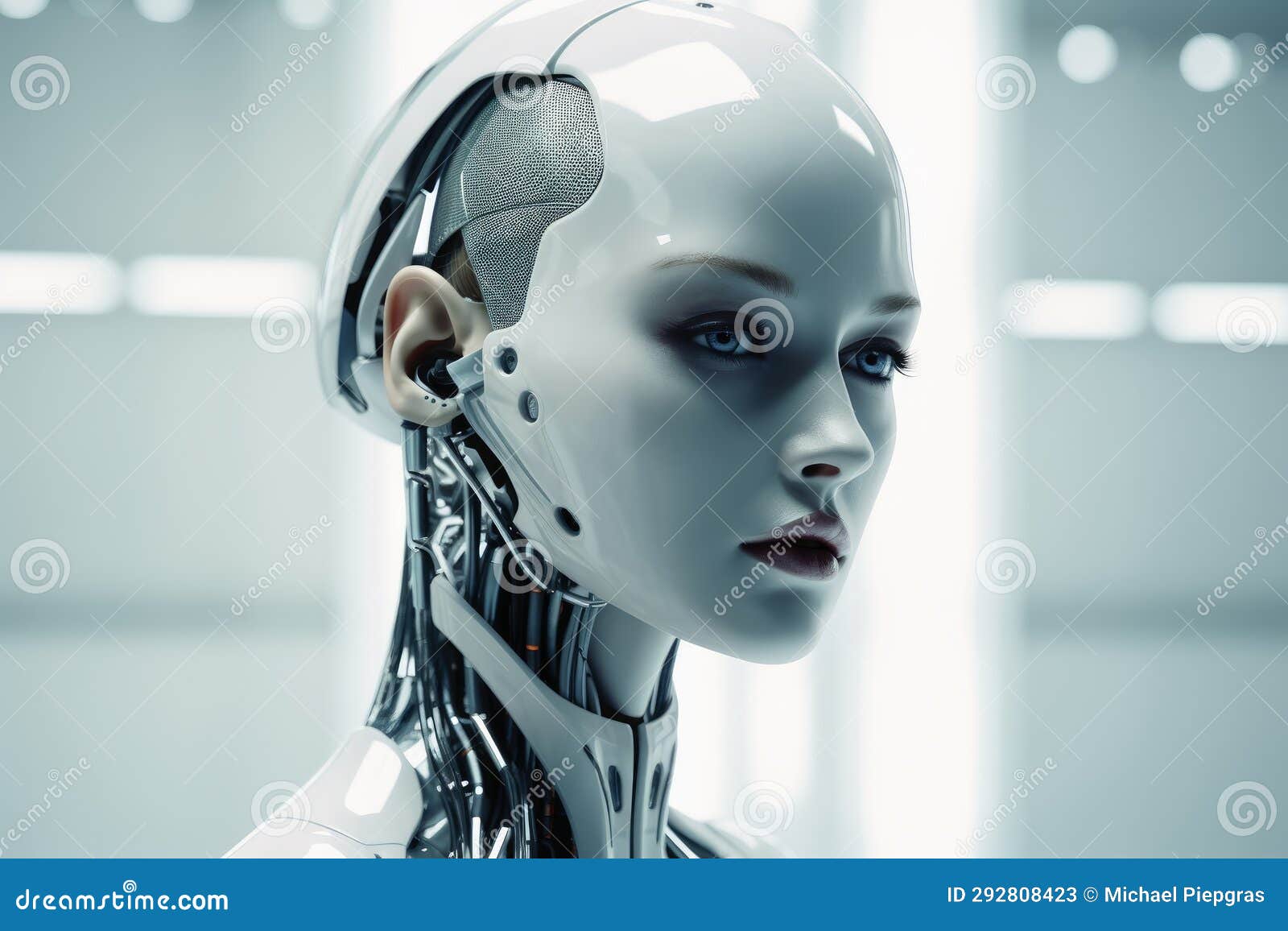 A Female Robot Face of an Artificial Intelligence Stock Illustration ...