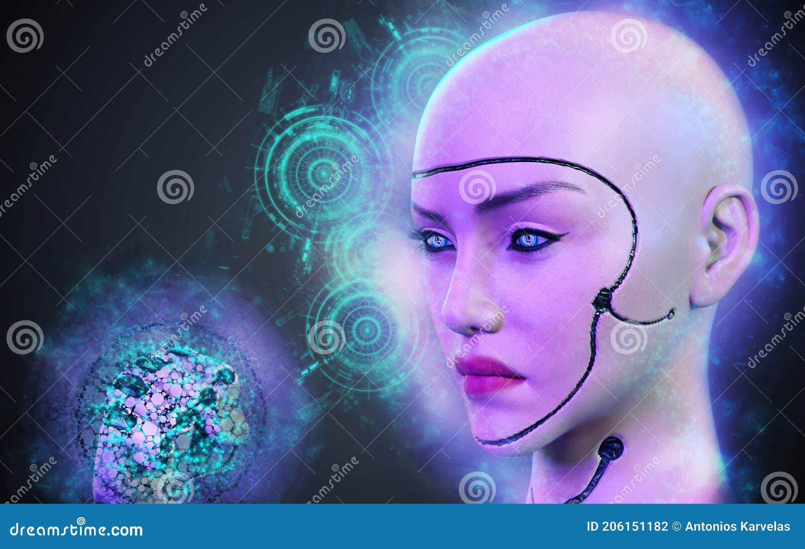 Female robot face and hand stock illustration. Illustration of digital ...