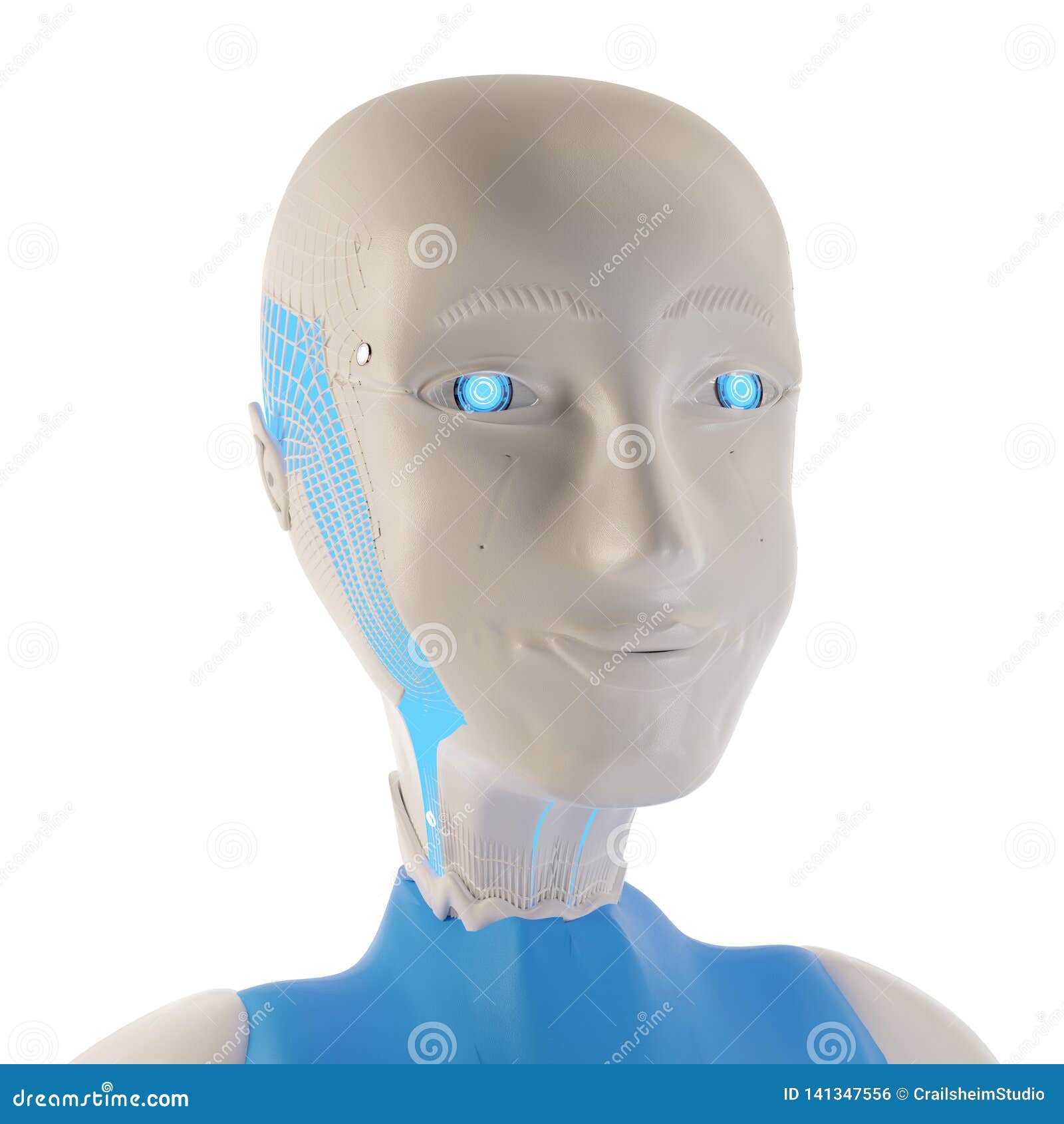 A Female Robot with a Friendly Smile. Stock Illustration - Illustration ...