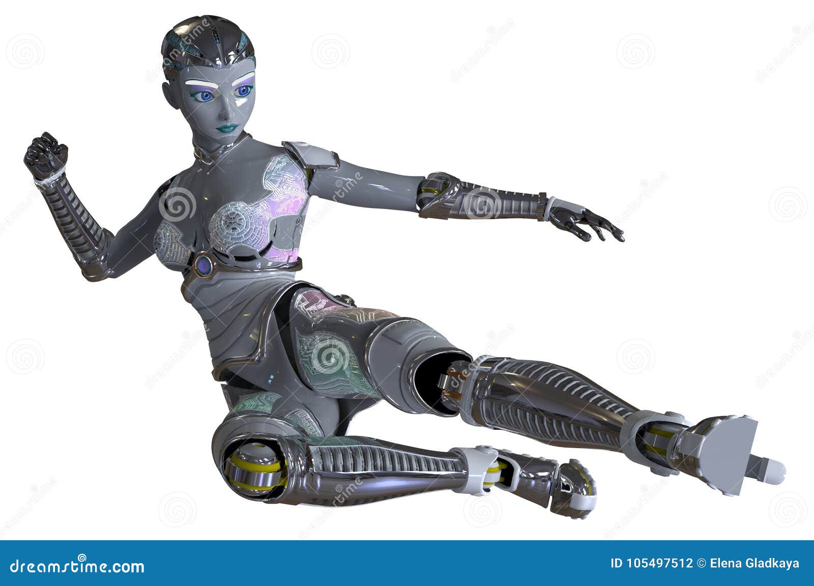 Female Robot Isolated on White 3d Illustration Stock Illustration ...