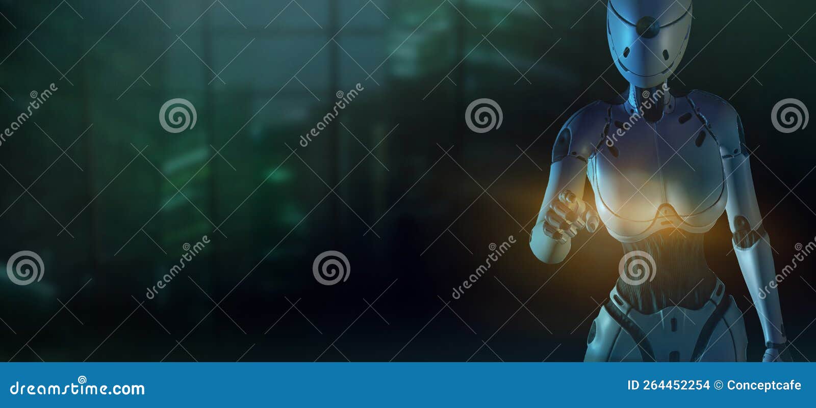 A Female Robot Pointing or Touching Something with Her Forefinger ...