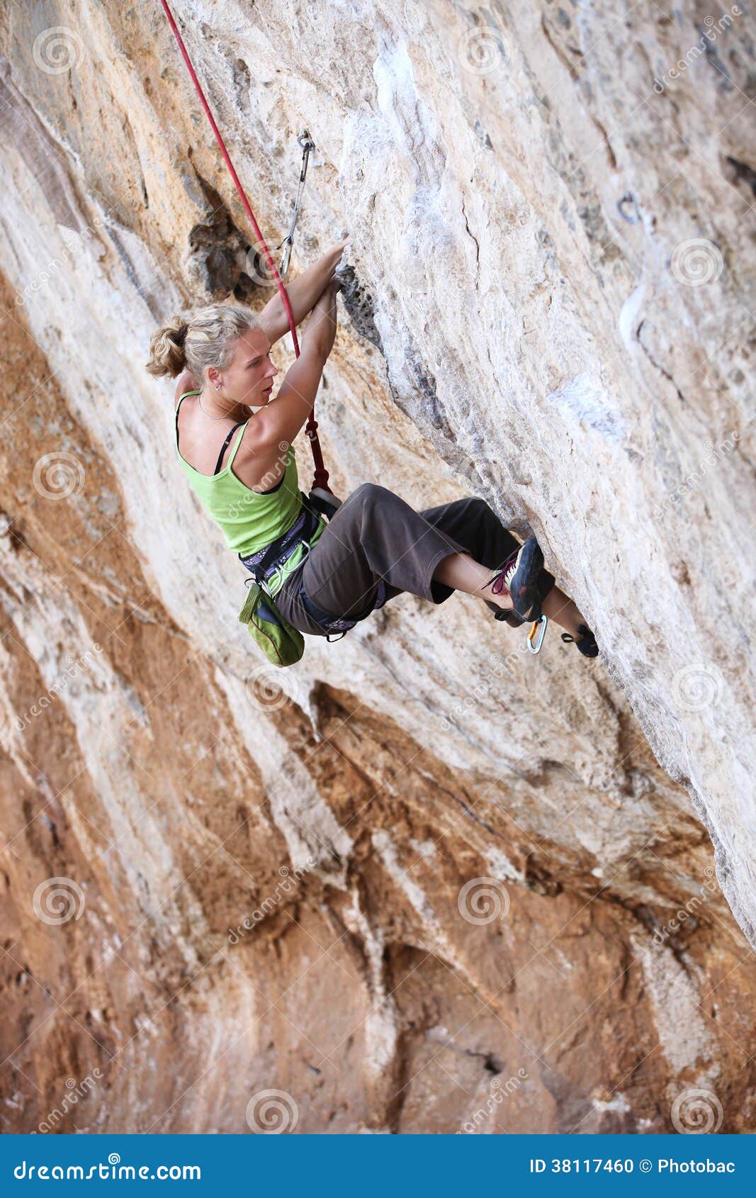 Female Rock Climber on a Cliff Face Stock Photo - Image of lifestyle ...